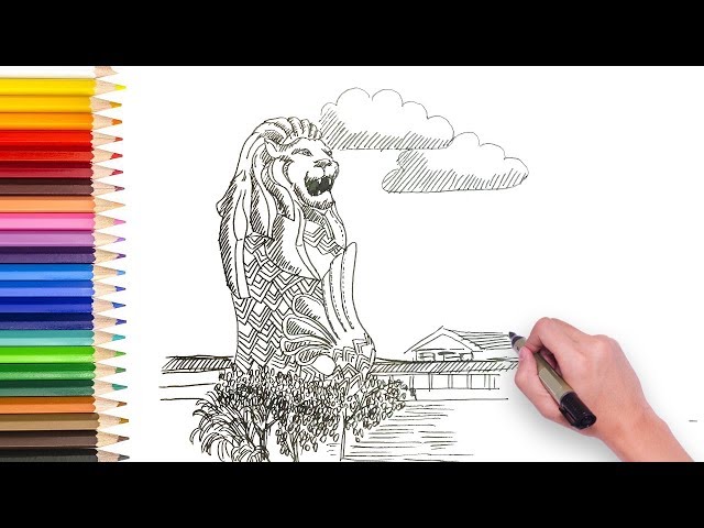 Merlion Coloring Page