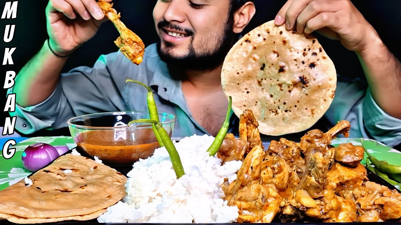 DAY 21 | HOMEMADE CHICKEN MASALA , ROTI , WITH RICE | INDIAN MUKBANG ...
