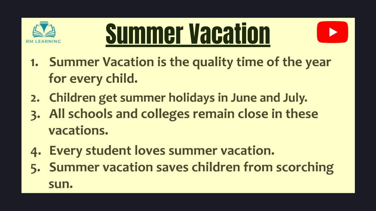 Essay on Summer Vacation in English | 10 Lines on Summer Vacation ...