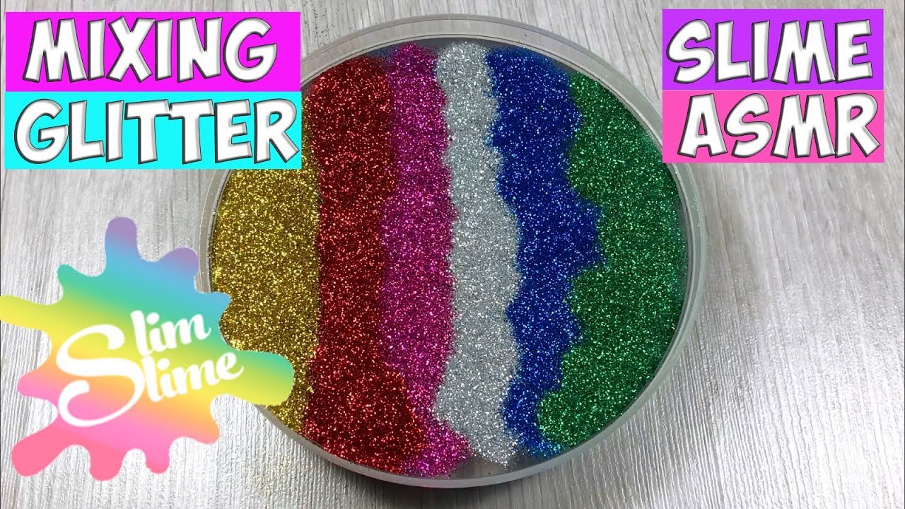 Mixing of Glitter Into Clear Slime Galaxy Slime Tutorial Slime ASMR - YouTube