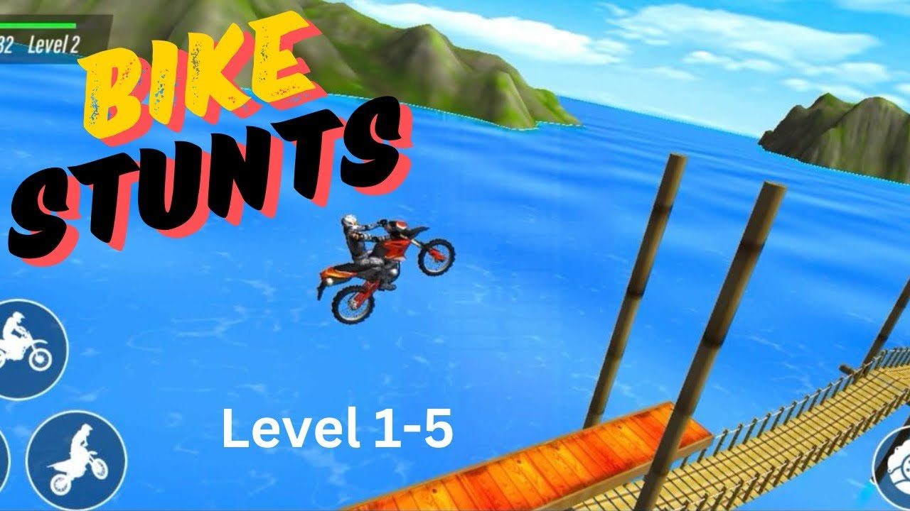 Bike Stunts Level 1 - 5 - YouTube