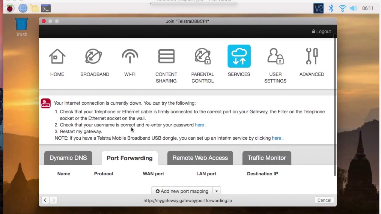 Telstra Home Router setup for a Raspberry Pi web server - YouTube