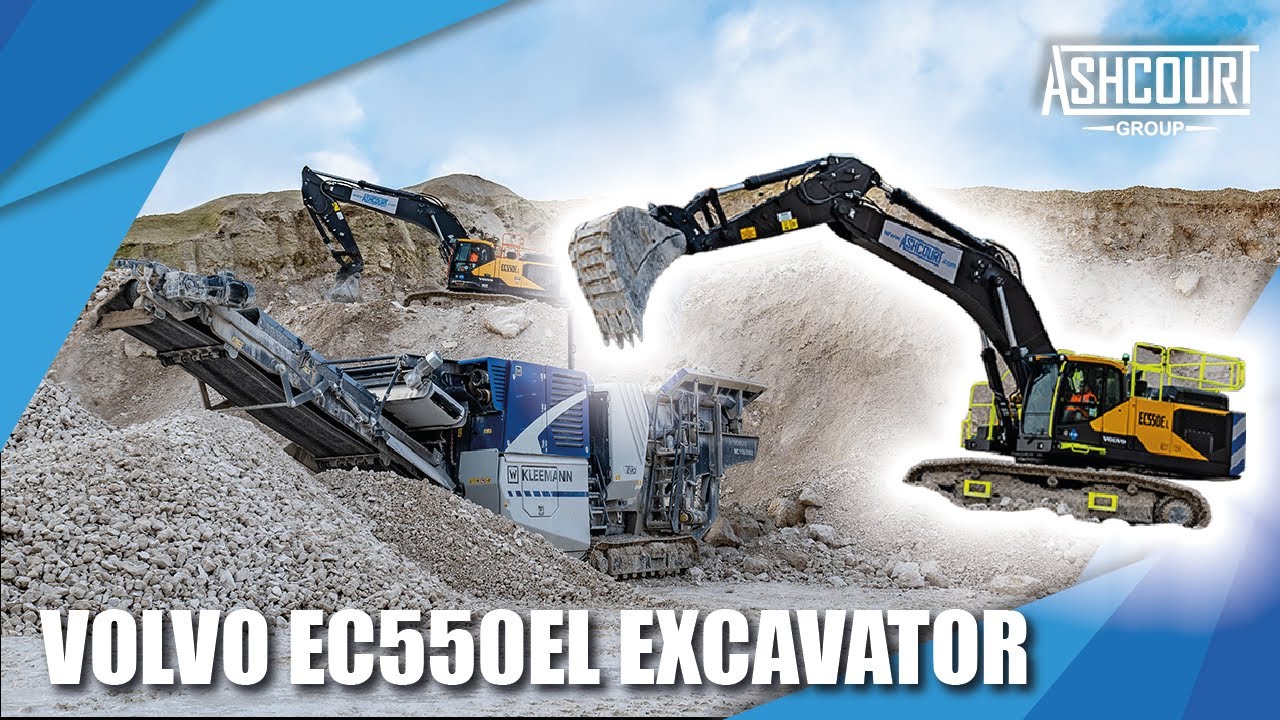 TWO Volvo EC550EL Excavators Quarrying & Crushing Chalk - YouTube
