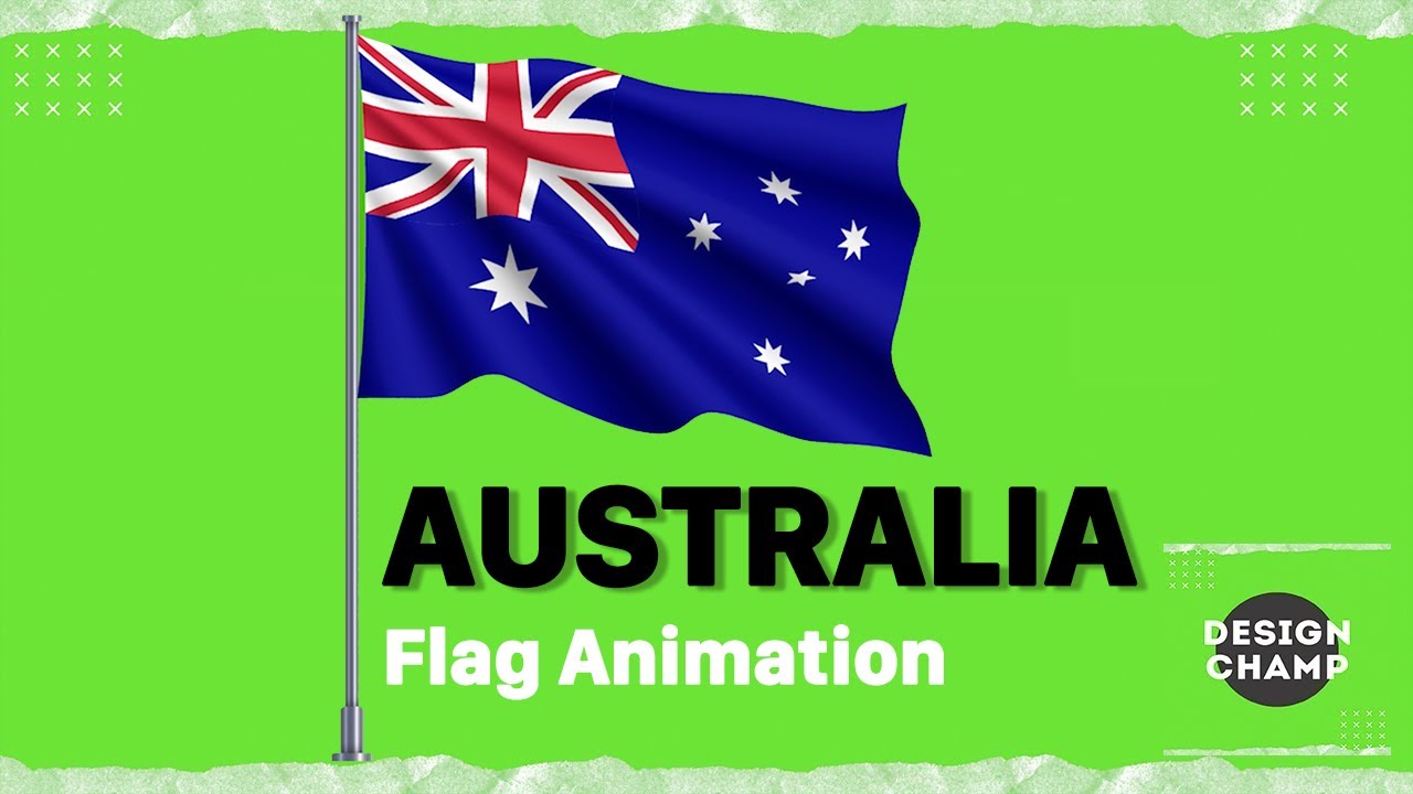 Australia Flag With Pole | Australia Flag Waving Animation - 4K Green ...