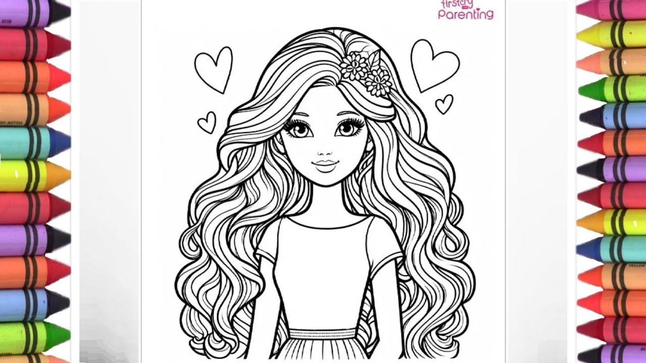 How to draw Barbie doll, Barbie doll drawing and colouring, Disney ...