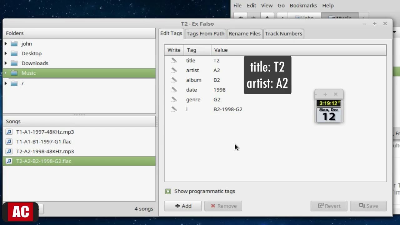 Linux Mint Cinnamon-Review 3 Apps-Batch Convert Filename to Tags (2/3 ...