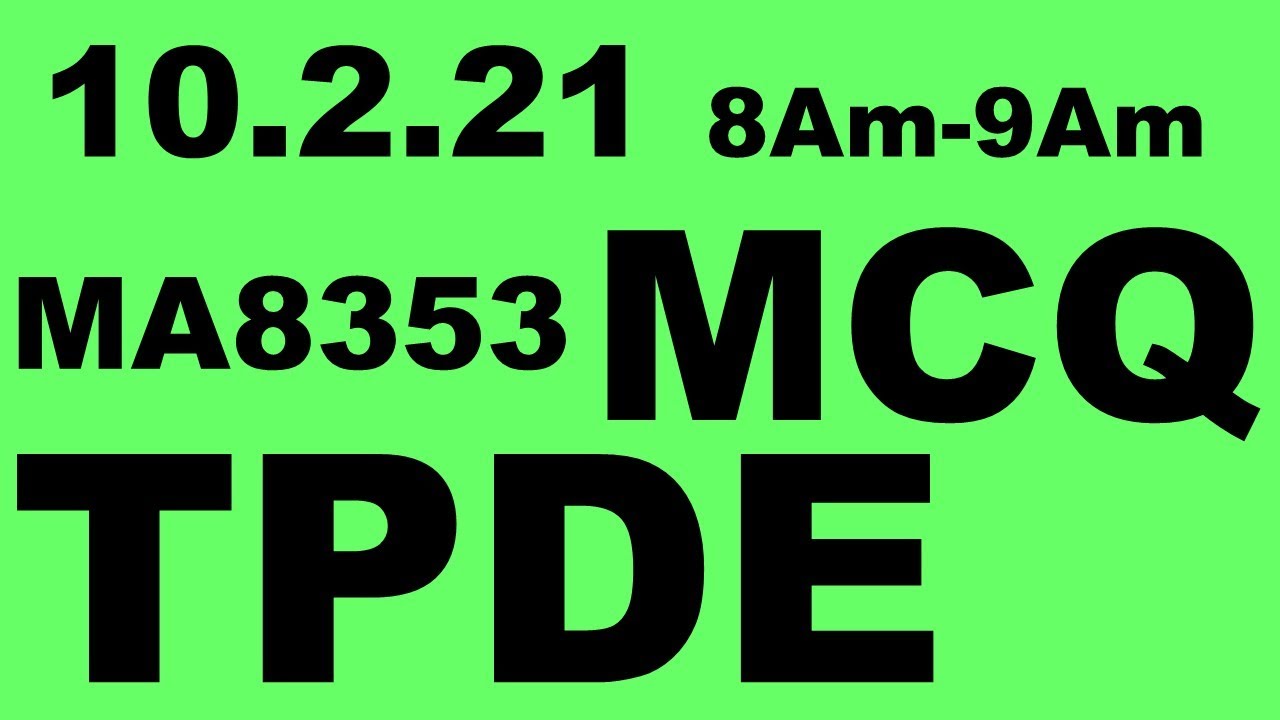 TPDE mcq | MA8353 MCQ QUESTIONS | M3 MCQ | tpde mcq questions and answers | CHORME TECH - YouTube
