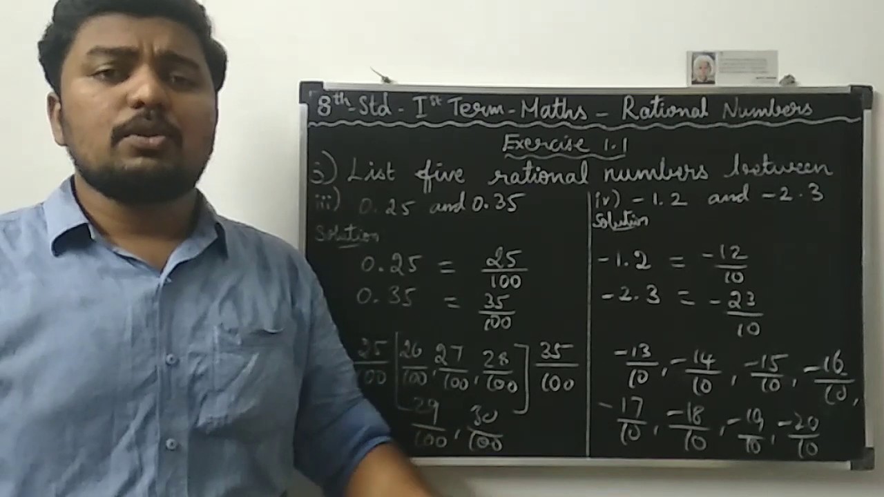 8th std-Math-1st term-Rational Numbers -Exercise 1.1-(part-1)-Q.no: 3,4 ...