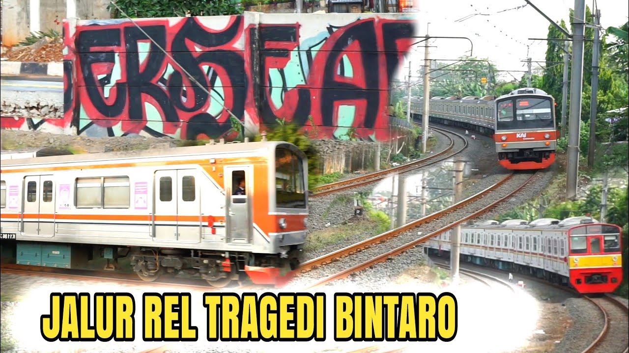 Jalur Rel tragedi Bintaro kumpulan kereta api ngebut banget - YouTube