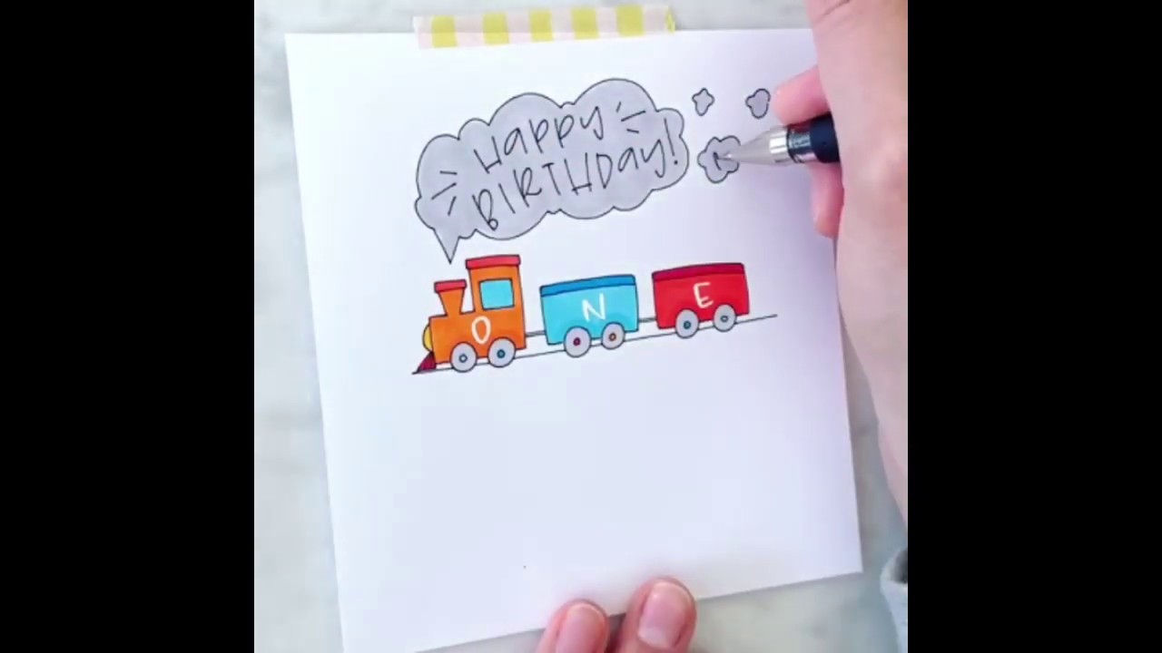 How to draw basic birthday card [畫畫教學] - YouTube