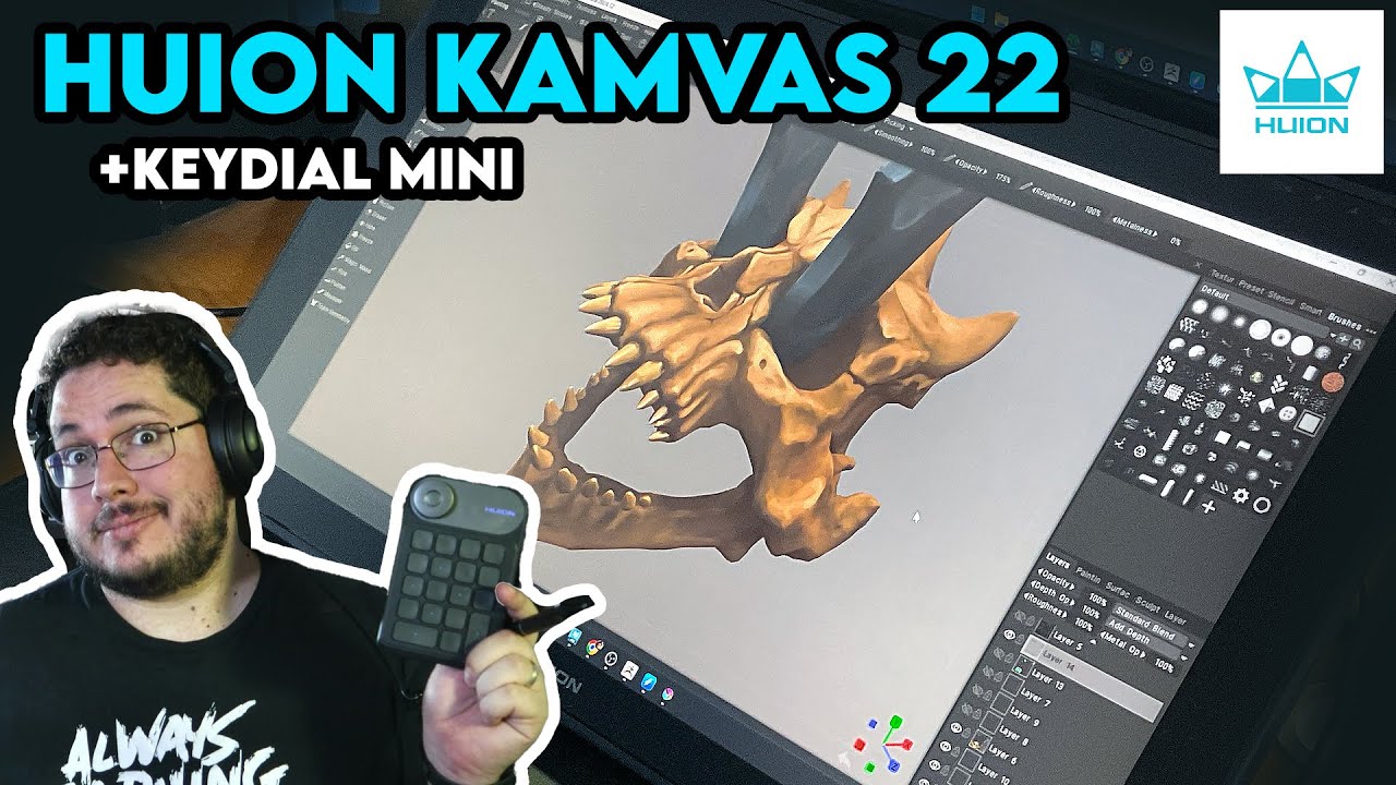 Huion Kamvas 22 Review + Key Dial Mini - BIG TABLET - YouTube