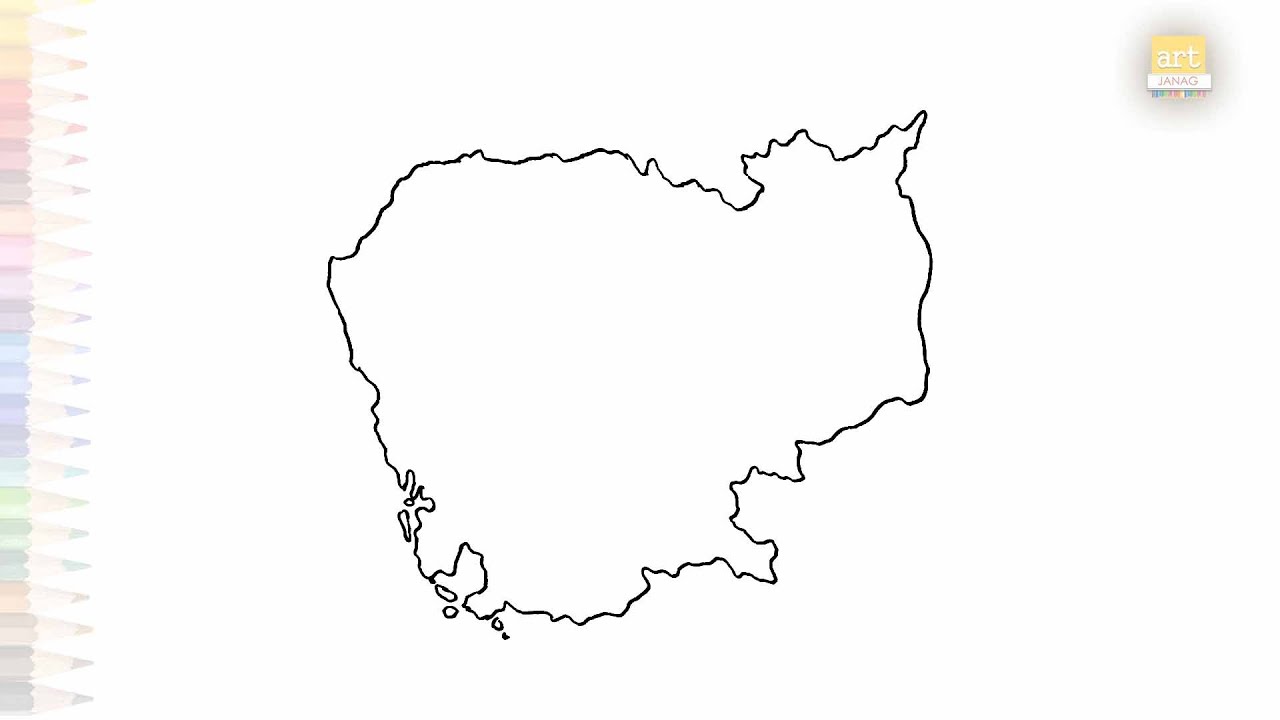 Cambodia map drawing easy | Outline drawings | How to draw Cambodia map ...