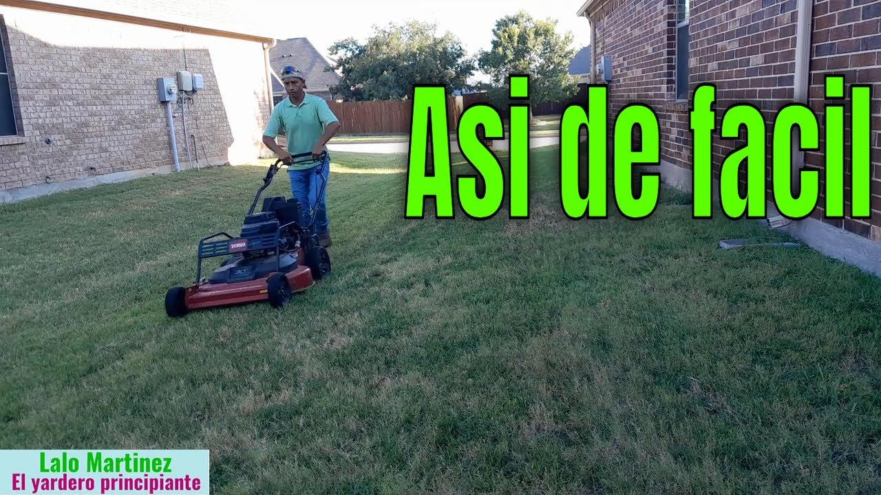 Asi corto mi grama o pasto en USA - Como cortar el pasto - YouTube