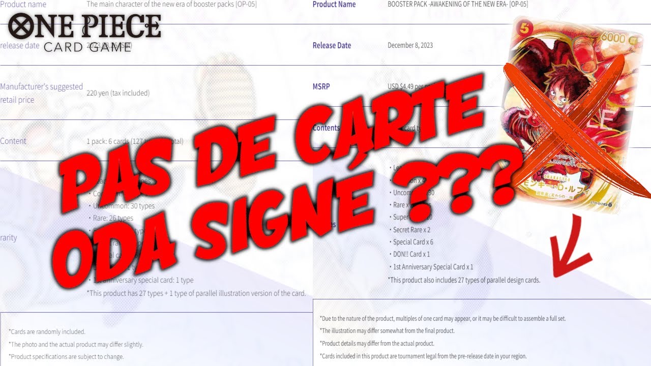 PAS DE CARTE ODA SIGNÉ SUR L'OP05 ANGLAIS ??? ONE PIECE CARD GAME - YouTube