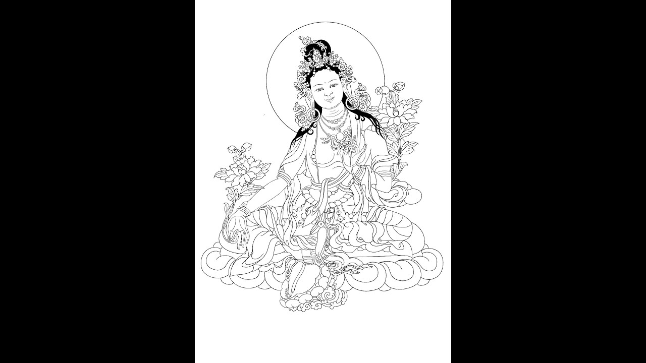 Drawing GREEN TARA with Tibetan thangka graph - YouTube