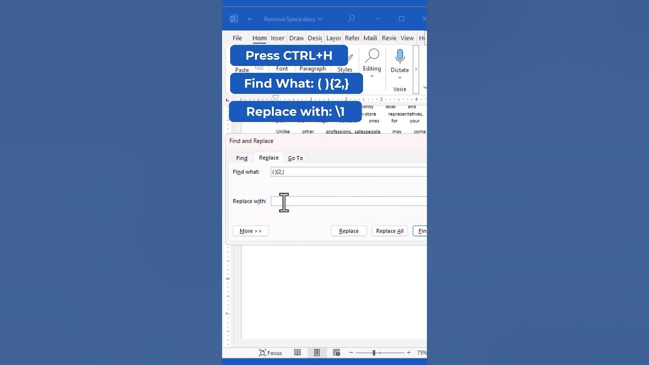 How to remove Extra Spaces in #Word Document by using wild card characters #msword #tips # ...