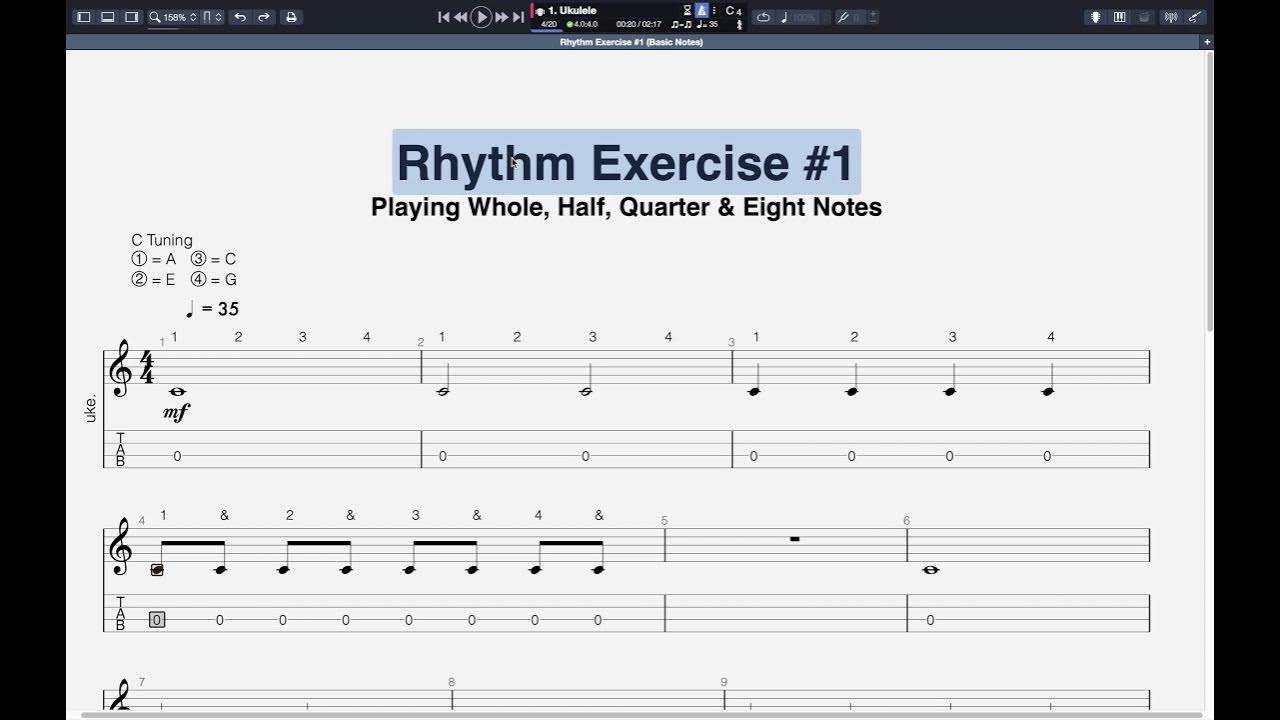 Rhythm Exercise #1 Basic Notes - YouTube