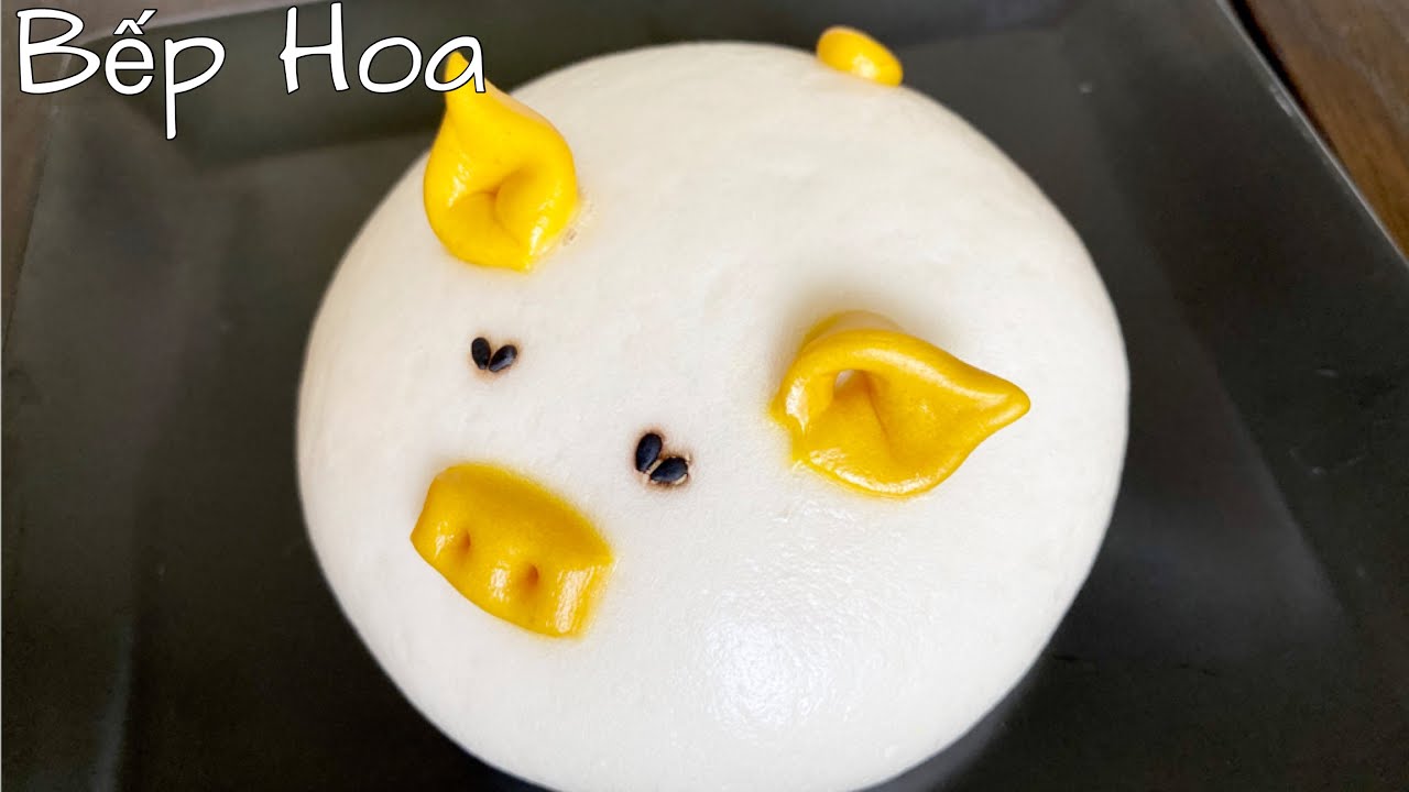 Bánh bao heo nhân kem chuối_Nhồi bột bánh bằng tay,bánh nở xốp mịn mặt ...
