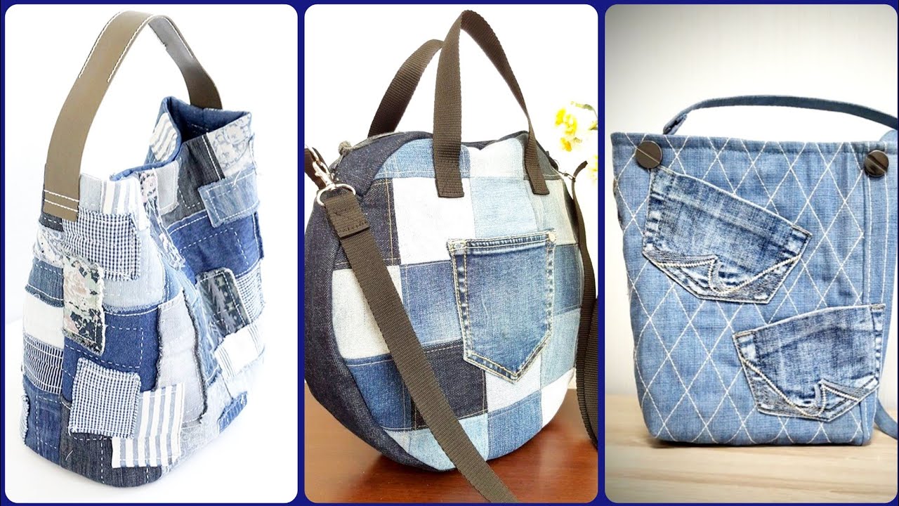 latest recycling Patchwork Denim shoulder bags ideas 👜 - YouTube