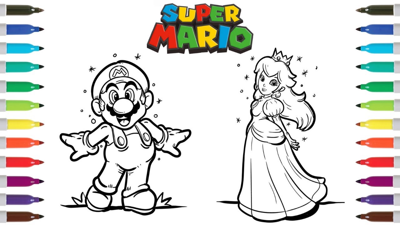 Peach Kissing Mario Coloring Pages