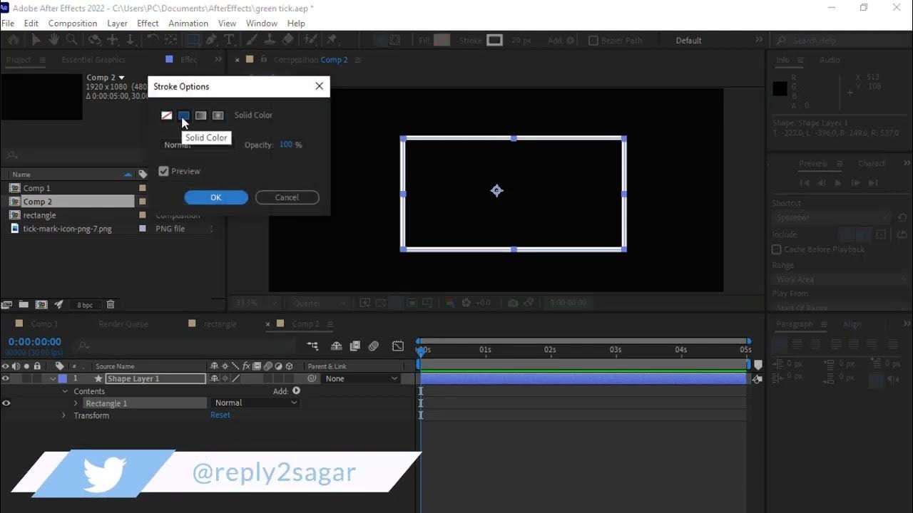 animated dashed border of rectangle in After effects | moving border animation - YouTube