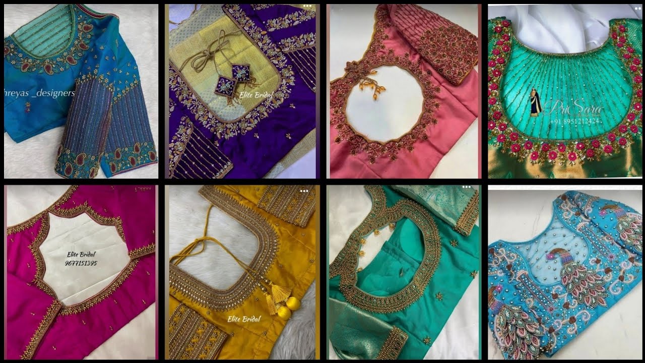 Bridal aari work design|Grand aari Back neck designs #Blouse Back neck ...