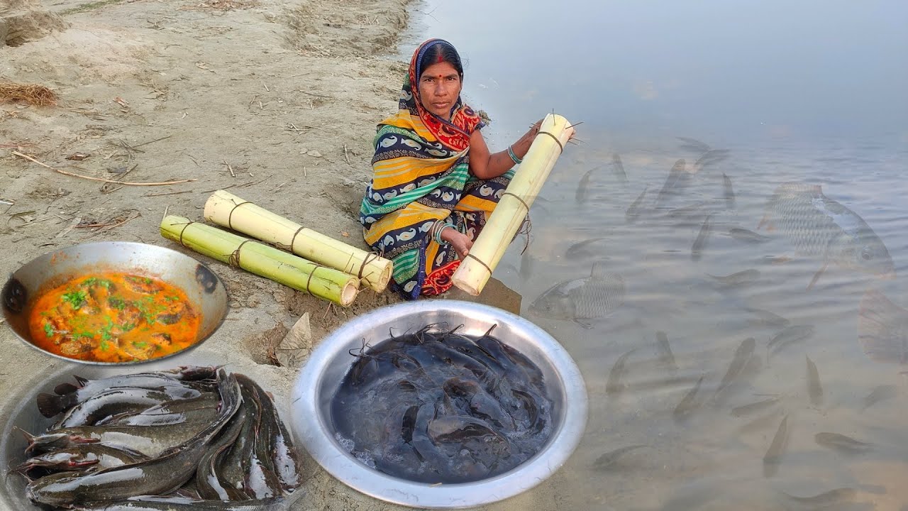 Unbelievable fishing techniques,Traditional women singhi fish catching ...