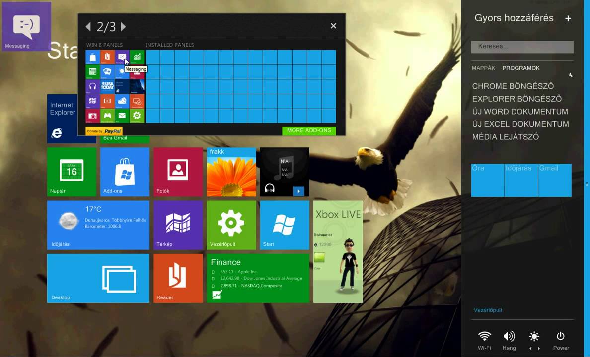 Windows 8 start theme on Windows XP - Omnimo UI 5 for Rainmeter - YouTube