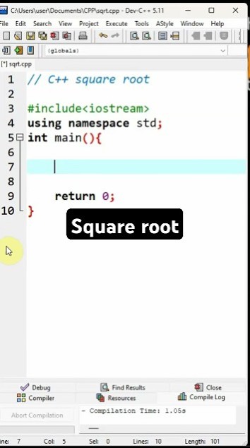 #6 C++ program exercise || Square root @Haifa.001 #coding #shorts # ...