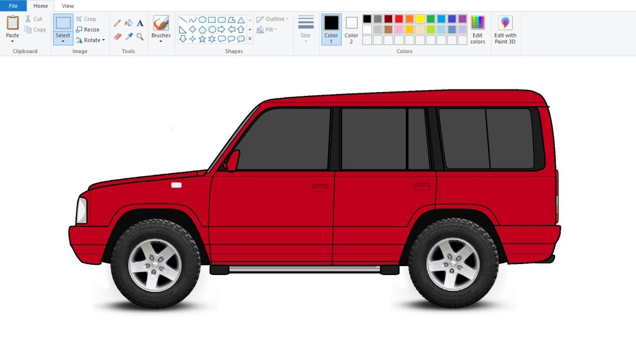 How to draw Tata Sumo on Computer using Ms Paint | Car Drawing Tutorial ...
