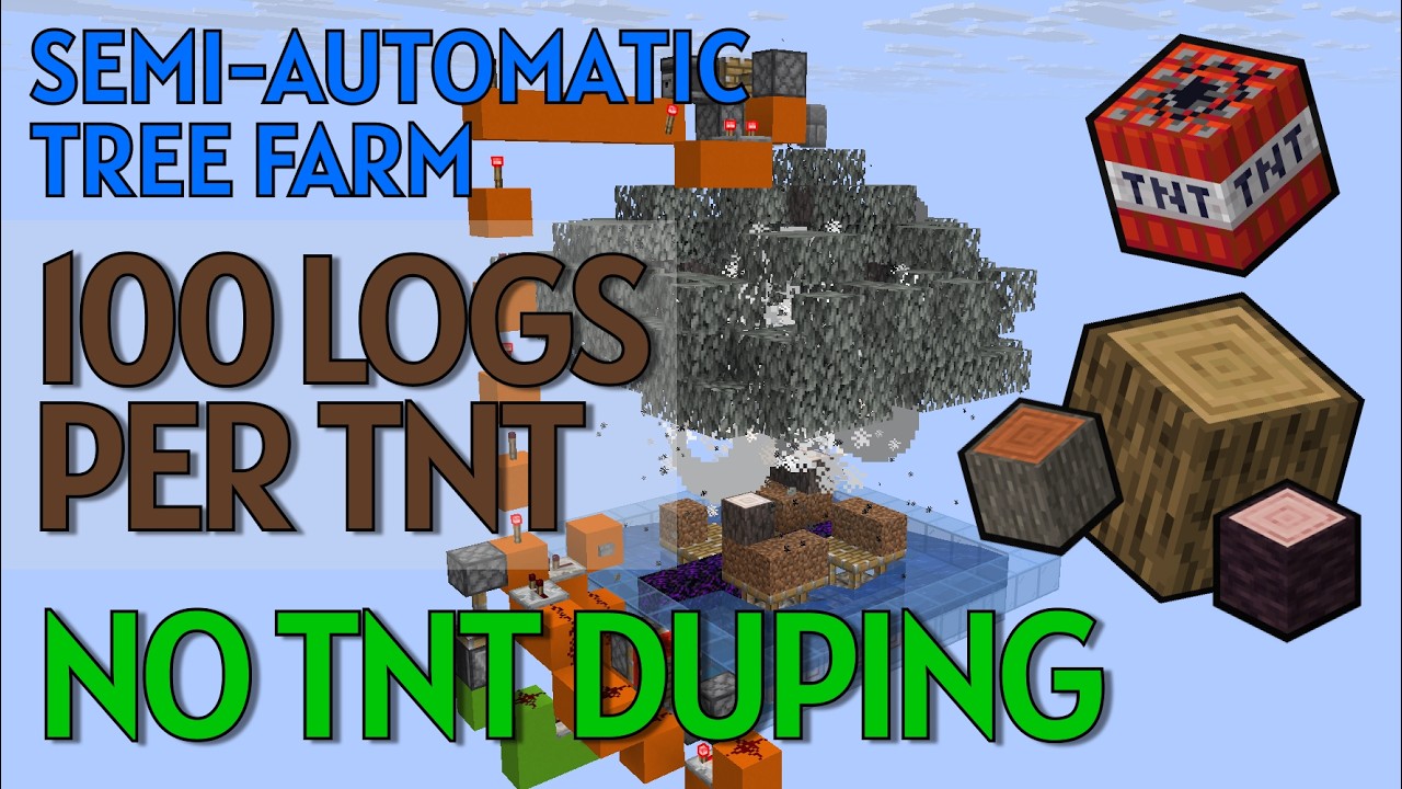 TNT Efficient TREE FARM (100+ Logs per TNT) - NO TNT DUPING, Semi ...