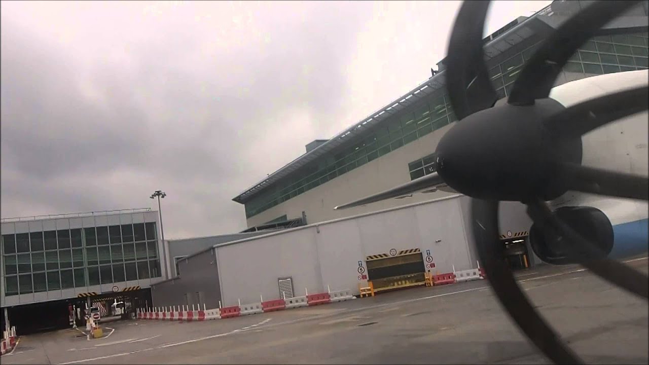flybe Bombardier Dash 8 Q400 engine start and take off from LGW - YouTube