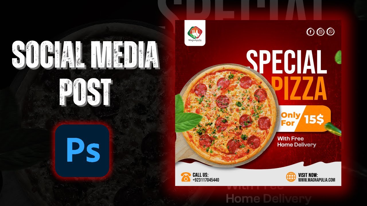 Special pizza post design in Photoshop/social media design - YouTube