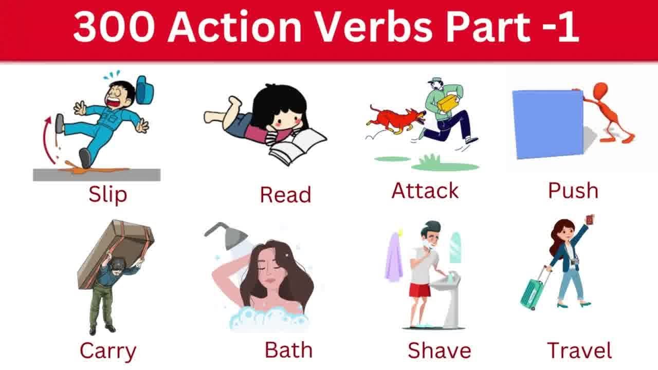 300 Action Verbs | Common Action verbs in English | Part -1 | English ...