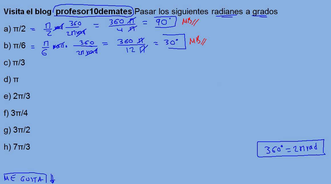 Convertir radianes a grados TRUCOS 01 - YouTube