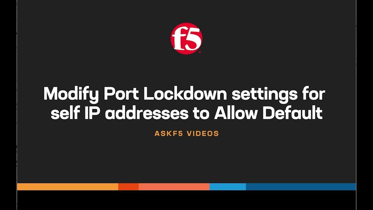 Modify Port Lockdown settings for self IPs to Allow Default - YouTube