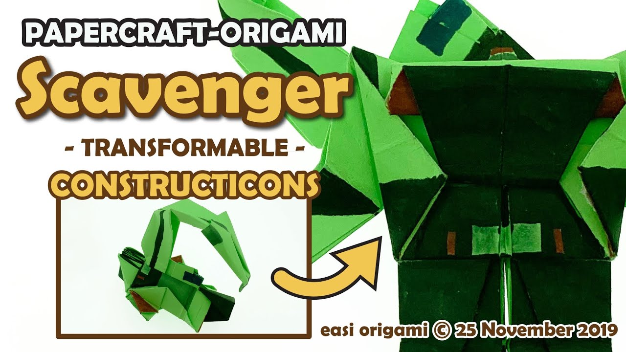 How to make a Papercraft, Origami Scavenger (requires 1 straight cut ...