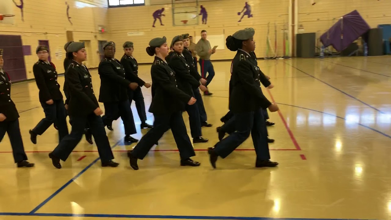 Union HS Army JROTC Unarmed Platoon Drill at Tottenville HS 2019 - YouTube
