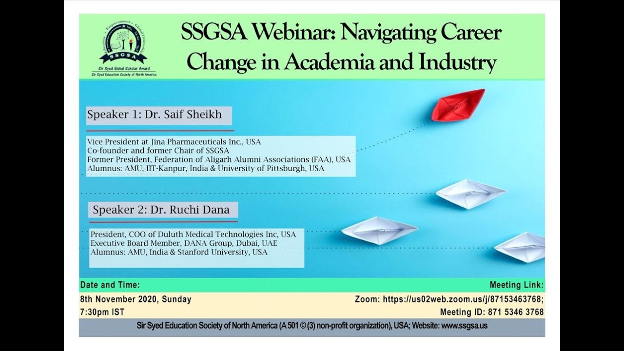 SSGSA Webinar : Navigating Career Change in Academia and Industry - YouTube