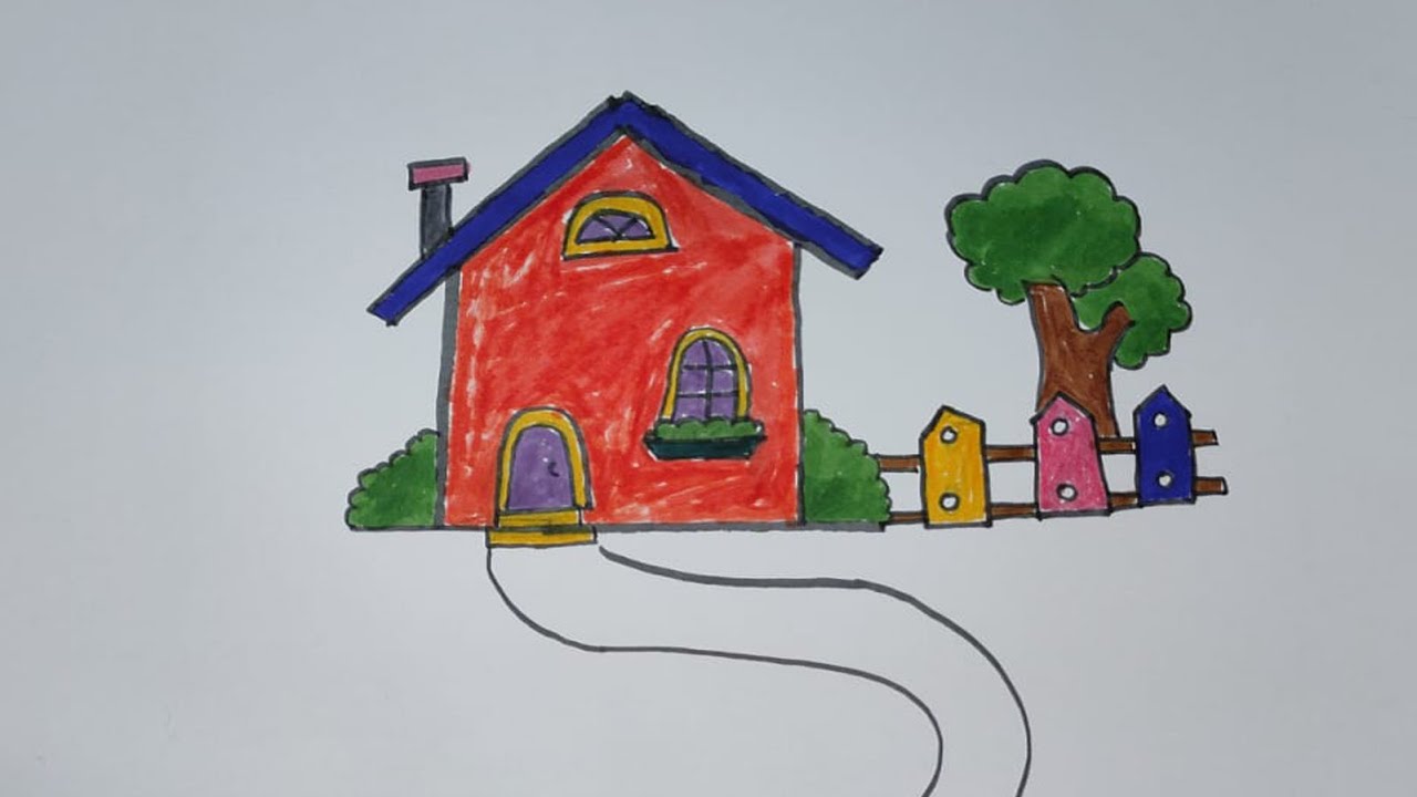 #shorts House colouring/painting/house/cartoon/easy image/easy drawing ...