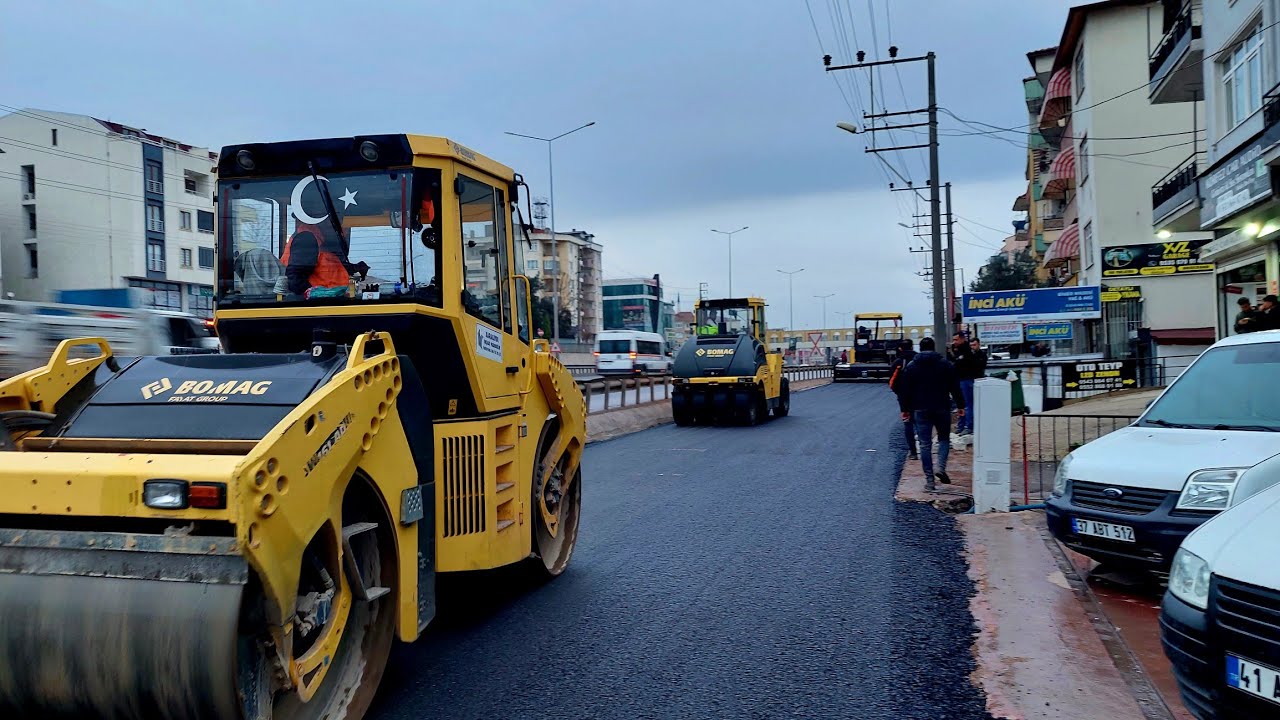 Güney Yanyolda BOMAG Serici Takımıyla (Finişer, Vabil, Asfalt Silindiri ...