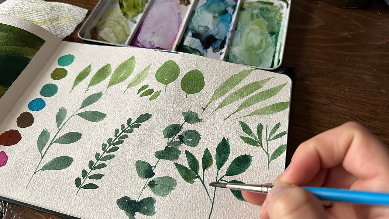 Watercolor Journals Day 49 (Practicing Leaves) - YouTube