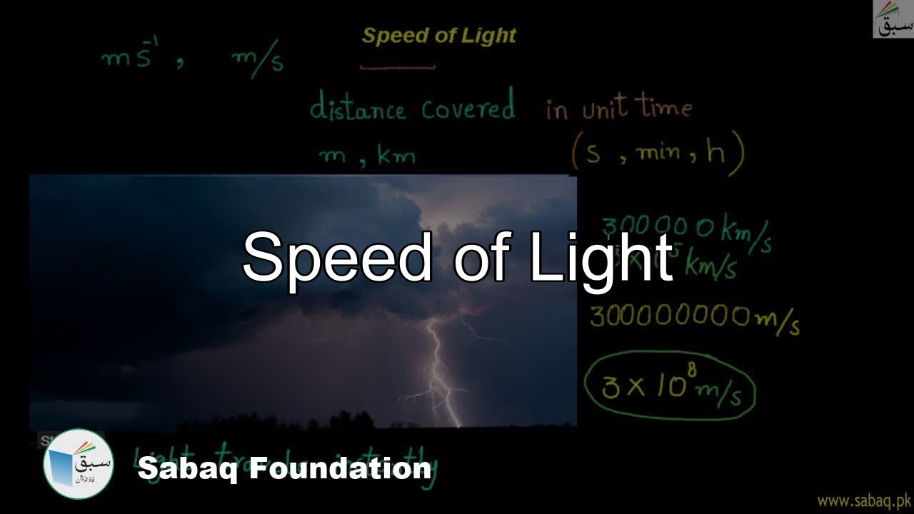 Speed of Light, General Science Lecture | Sabaq.pk - YouTube