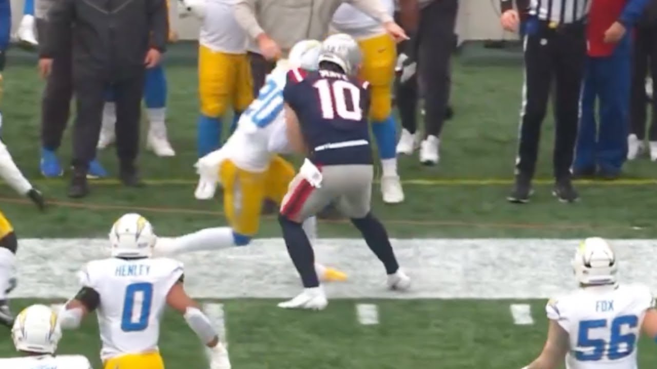 Drake Maye Suffers Head Injury After Hit to Head vs Chargers - YouTube