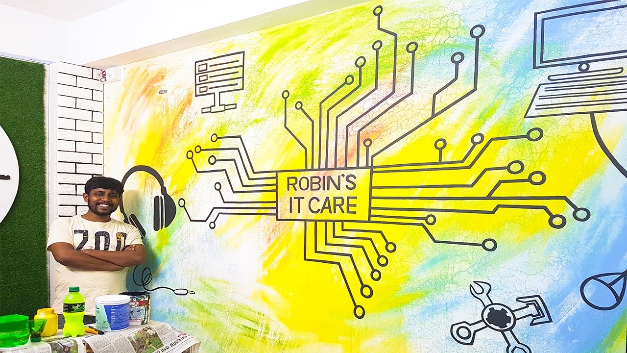 Wall Painting Design For Information Technology Office - YouTube