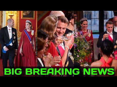 ROYALS IN SHOCK! Emmanuel Macron was seen giving Princess Kate wink at glitzy state dinner hosted by