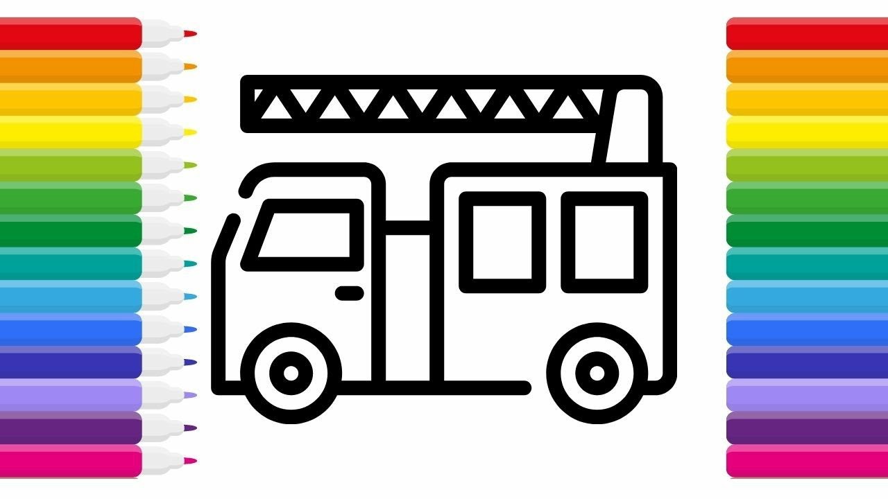 How to draw a fire engine very easy for kids 🚒 👩‍🚒👨🏾‍🚒🔥🚨 - YouTube