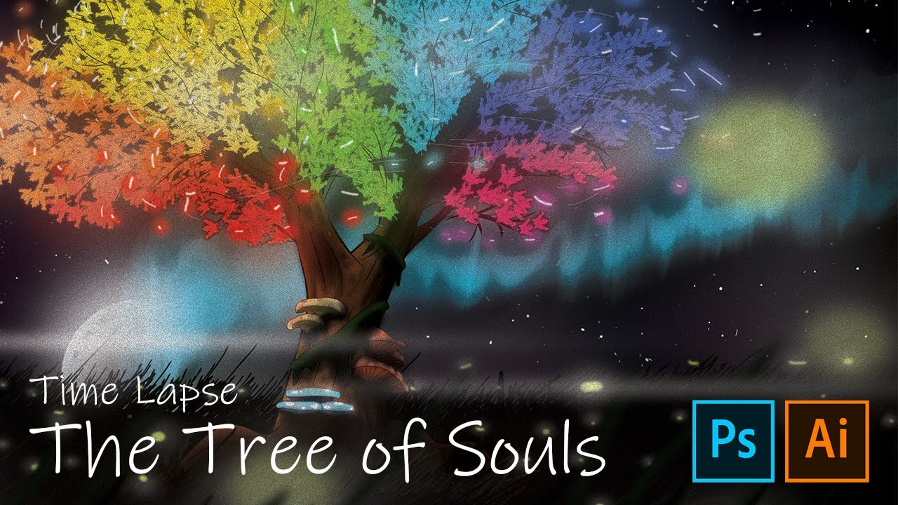 Drawing Time Lapse The Tree of Souls, Adobe Photoshop and Illustrator ...