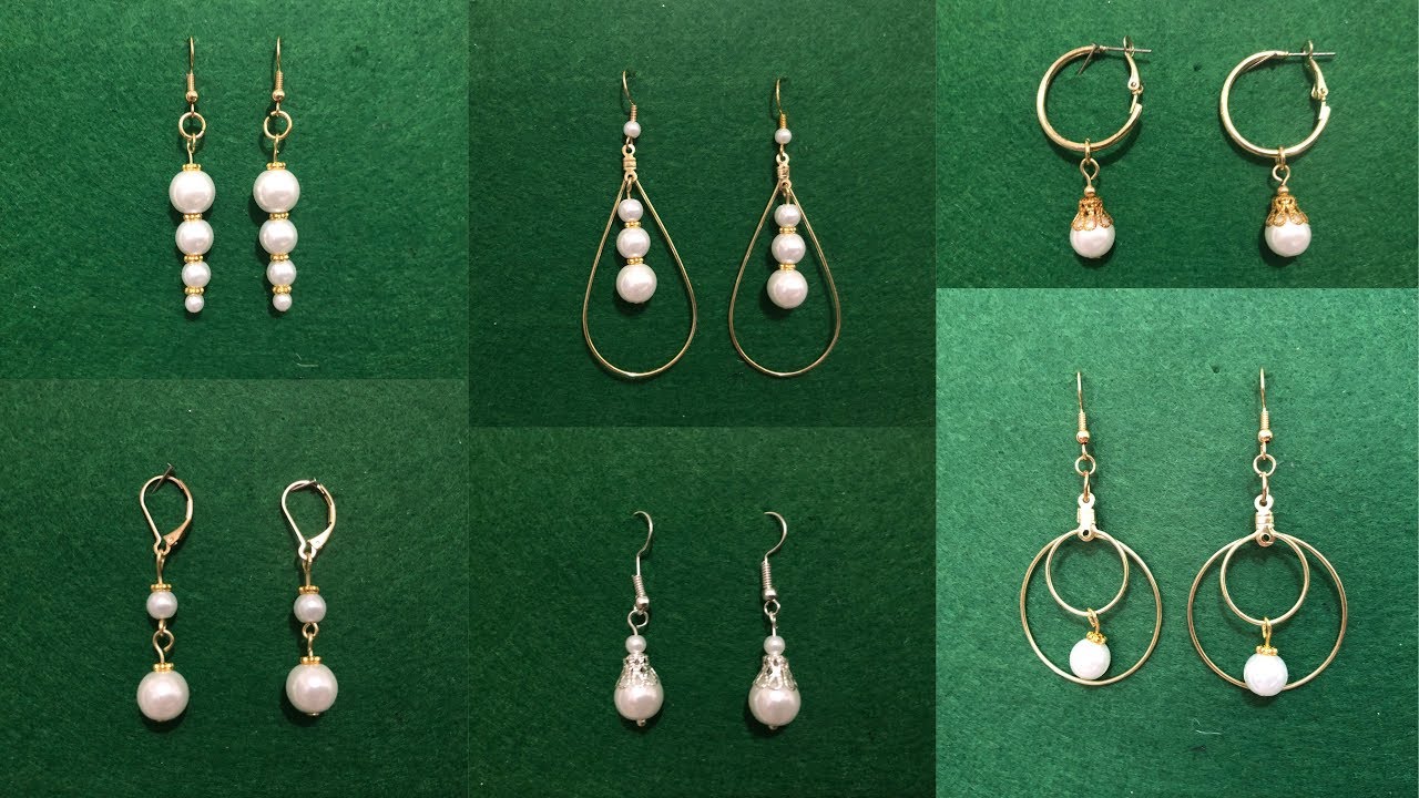 7 PARES DE ARETES SOLO PERLAS TUTORIAL / DIY 7 HANDMADE EARRINGS IDEAS ...