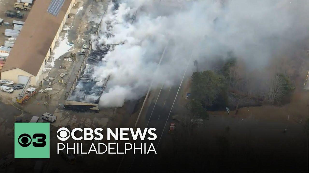 Large fire burns at storage facility in Cape May Court House - YouTube